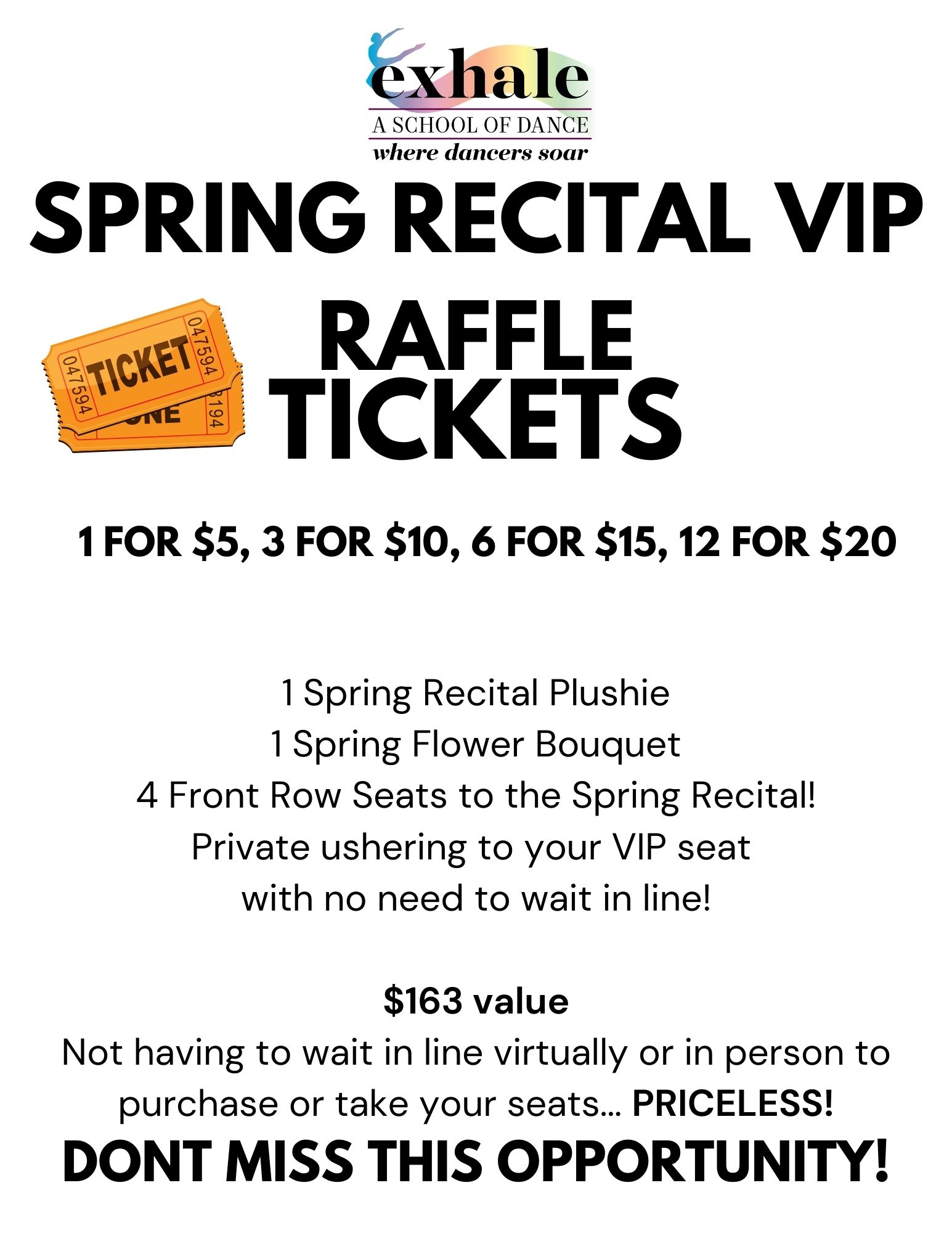 Recital VIP raffle tickets – Let the Dance Journey Begin…